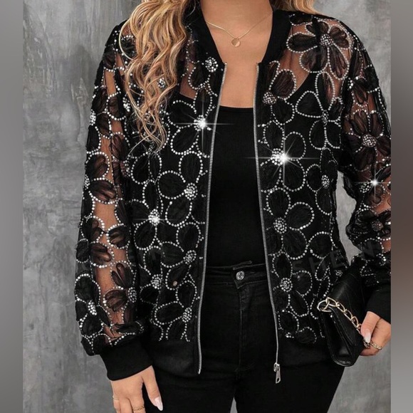 Jackets & Coats | Beautiful Long Jacket In Bling Floral Pattern Nip ...
